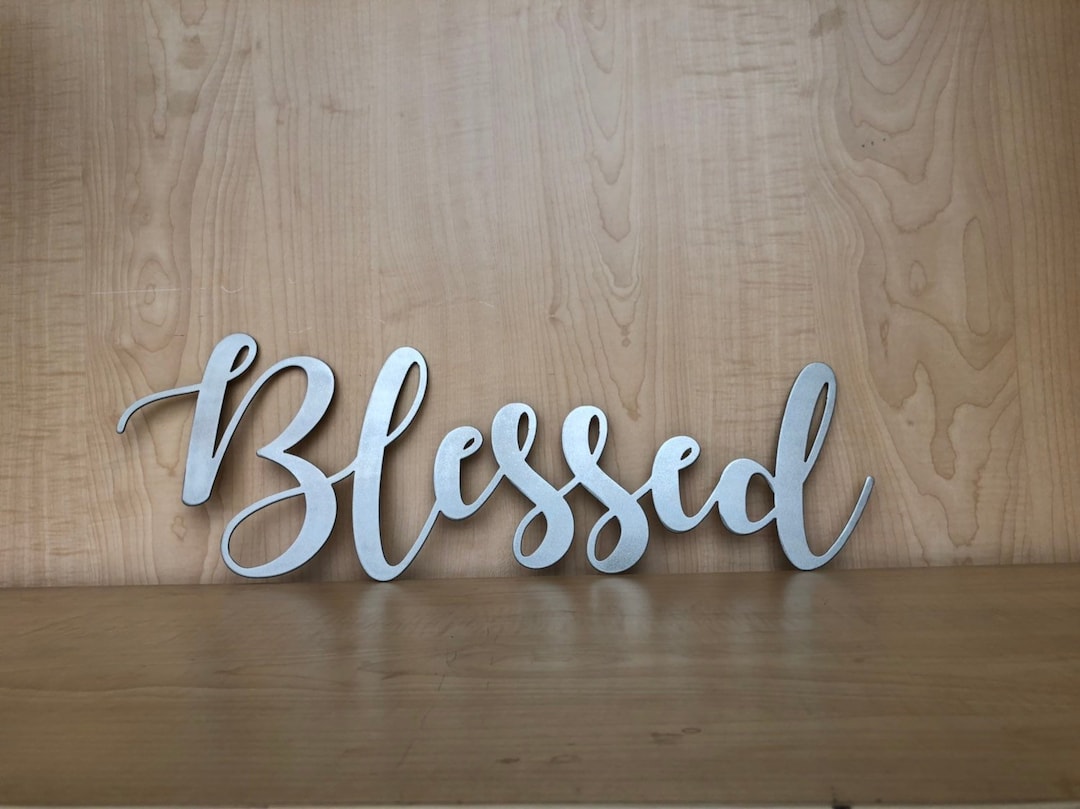 Blessed Metal Wall Art in Script | Bedroom Decor | Anniversary Gift ...