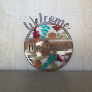 Personalized Metal Welcome Leaf Fall Fade Door Hanger/wall Art ...