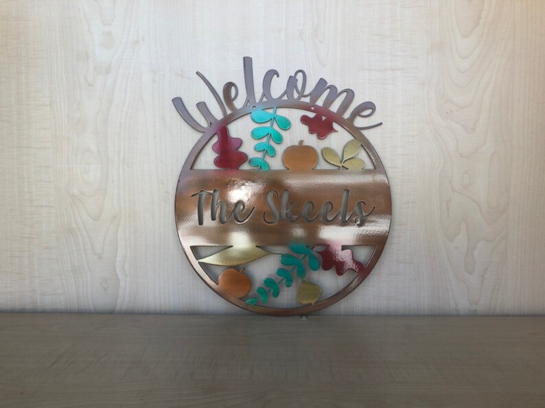 Personalized Metal Welcome Leaf Fall Fade Door Hanger/wall Art ...