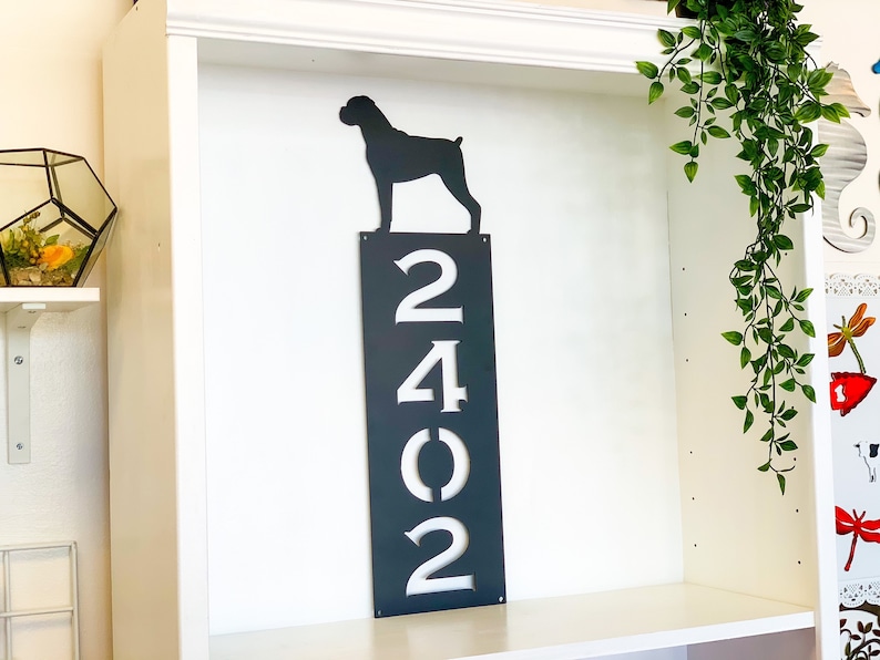 Vertical Dog Silhouette Metal Address Sign: Powder Coat Outdoor Decor ...