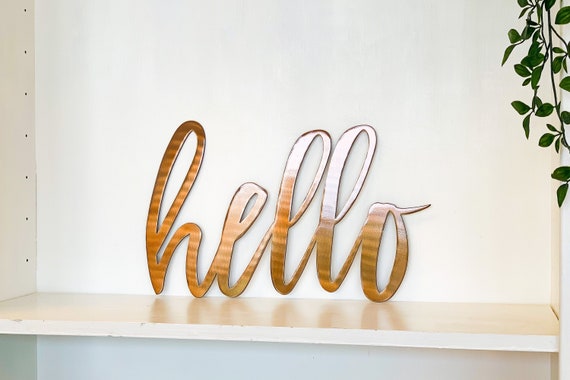 Hello Metal Wall Art in Script | Etsy