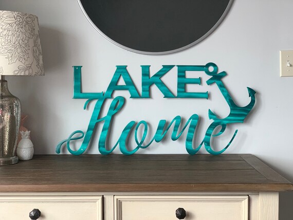 Lake Home Metal Wall Art Sign With Anchor Lakehouse Decor - Etsy