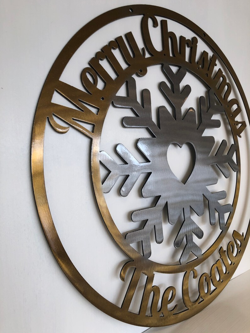 Personalized Merry Christmas Metal Snowflake Sign | Etsy