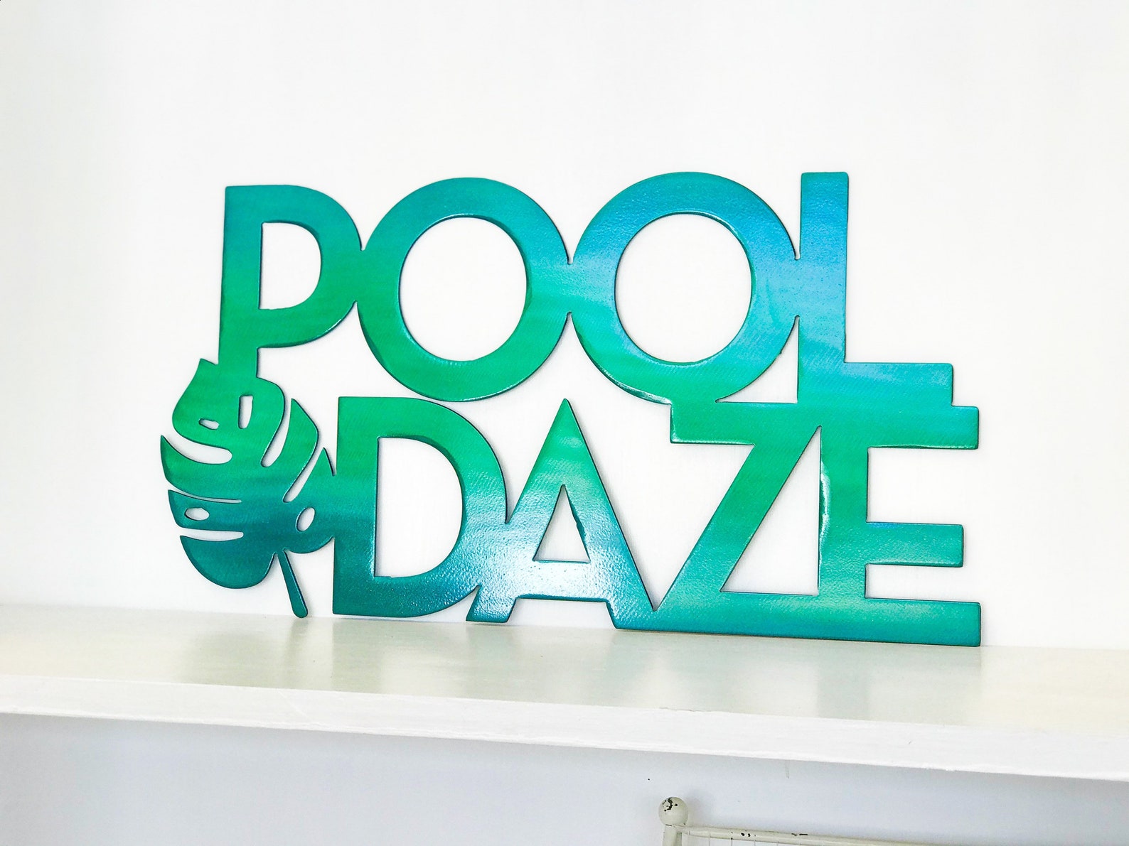 Pool Daze Metal Wall Art With Tropical Leaf or Flamingo - Etsy