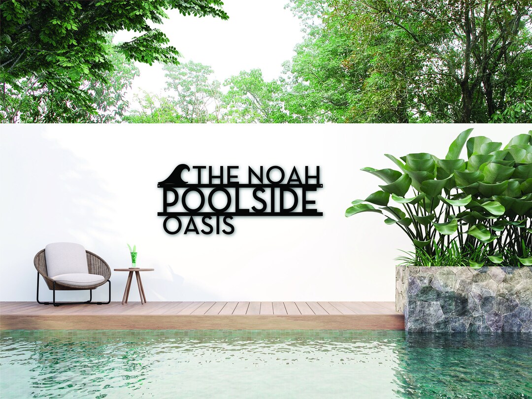 Personalized Ocean Wave Pool Sign Metal Wall Art | Outdoor Patio Decor ...