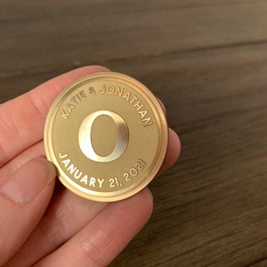 Engraved Brass Wedding Coin | Personalized Anniversary Gift - Etsy