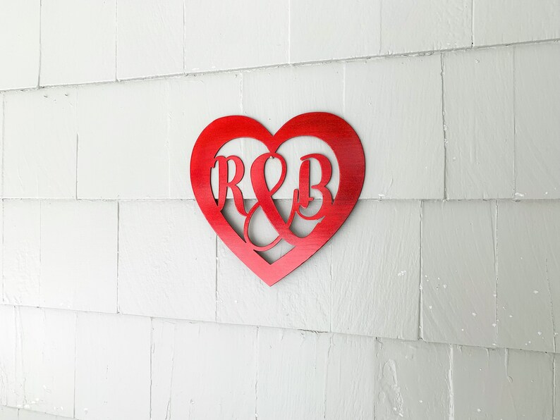 Personalized Heart With Initials Monogram Metal Wall Art - Etsy