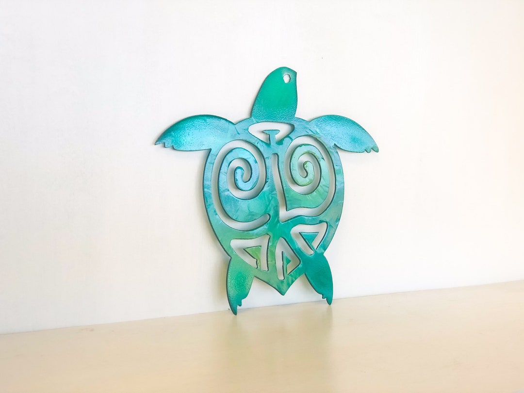 Metal Turtle Wall Art: Teal Green Fade, Hawaiian Decor - Etsy