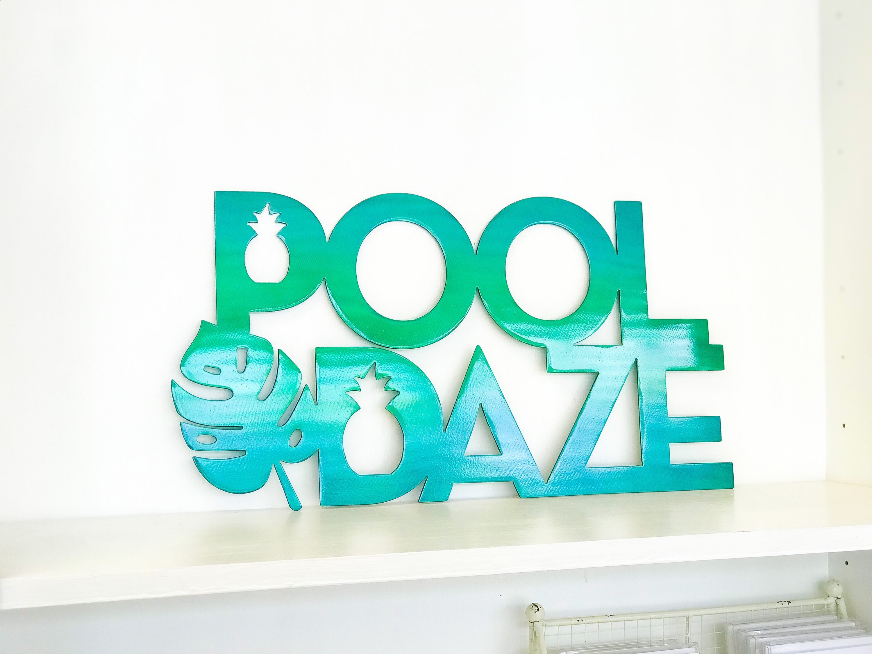 Pool Daze Metal Wall Art With Tropical Leaf or Flamingo | Etsy