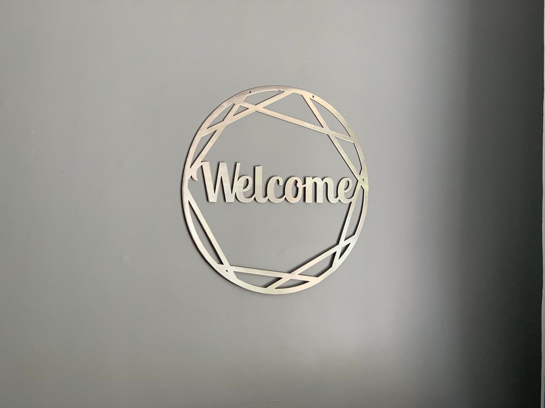 Geometric Welcome Metal Sign: Modern Home Decor - Etsy