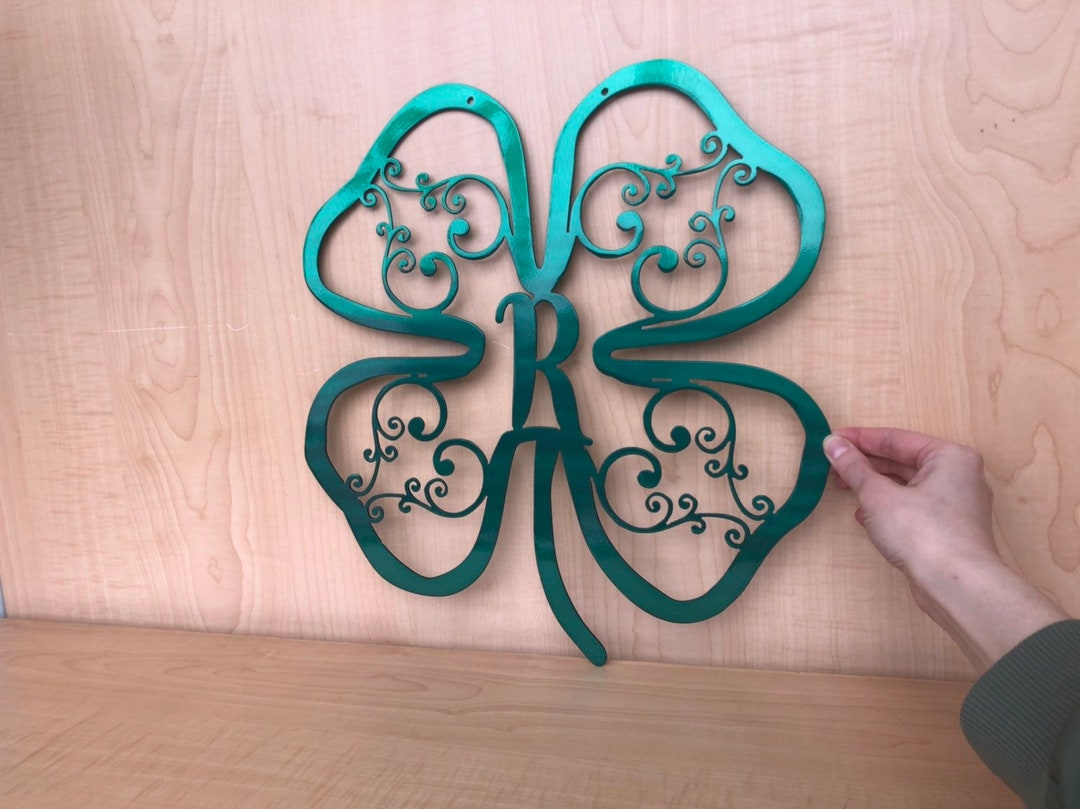 Personalized Four Leaf Clover Metal Wall Art: Monogram Home Decor - Etsy