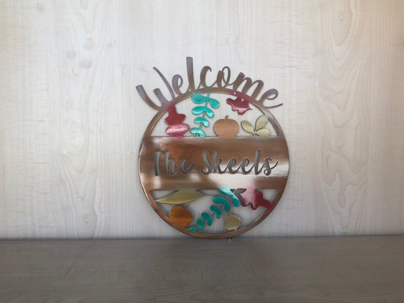 Personalized Metal Welcome Leaf Fall Fade Door Hanger/wall Art ...