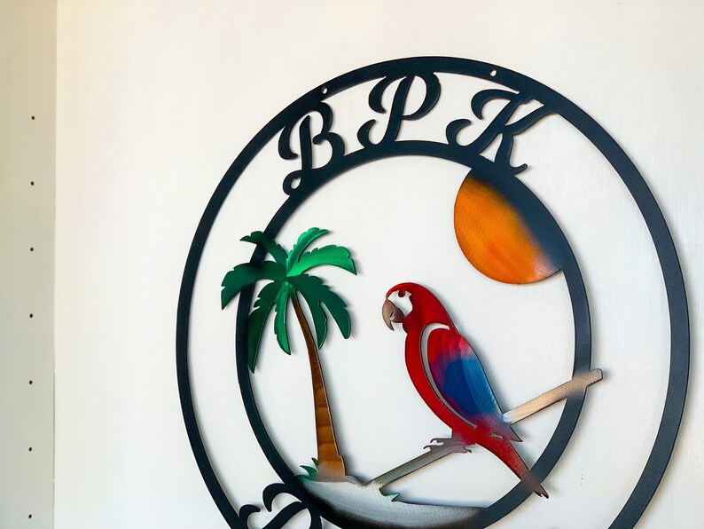 Personalized Parrot Palm Tree Metal Sign: Beach House Decor - Etsy