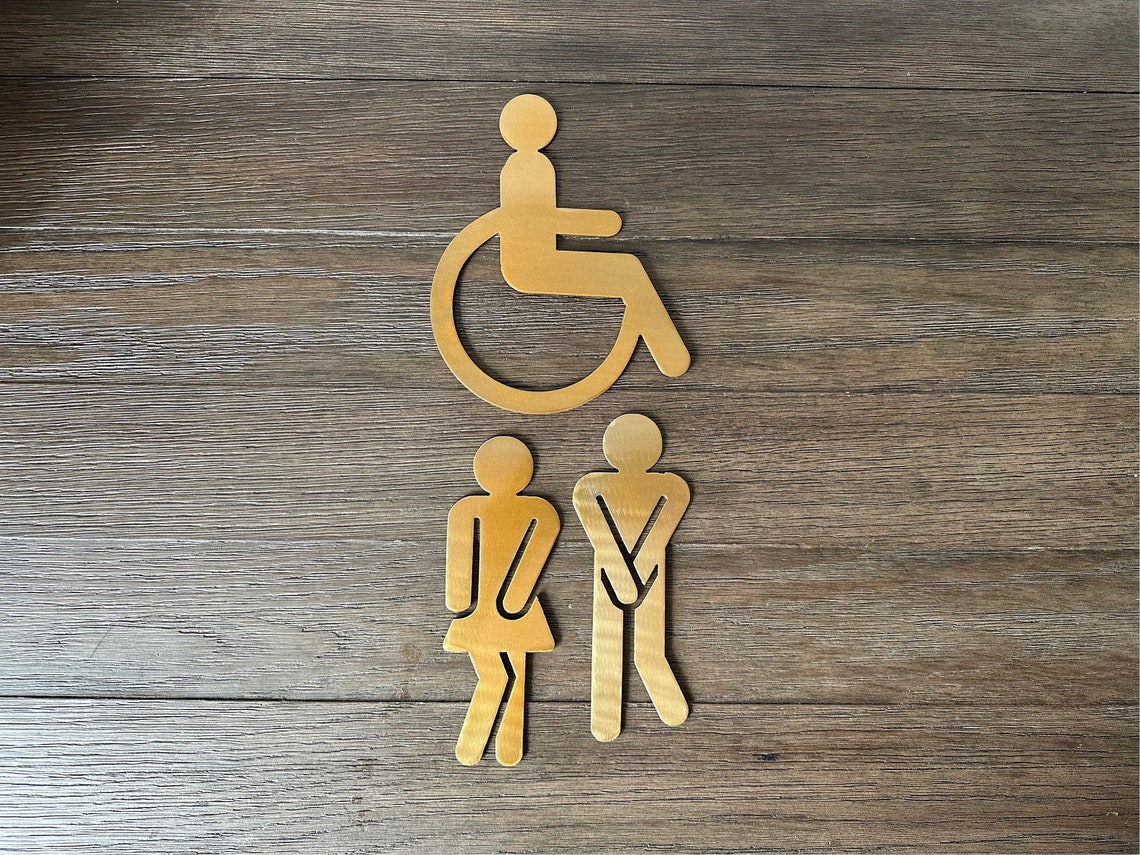 Metal Bathroom Sign Figures: Funny Restroom Decor, Set of 3 - Etsy