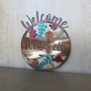 Personalized Metal Welcome Leaf Fall Fade Door Hanger/wall Art ...