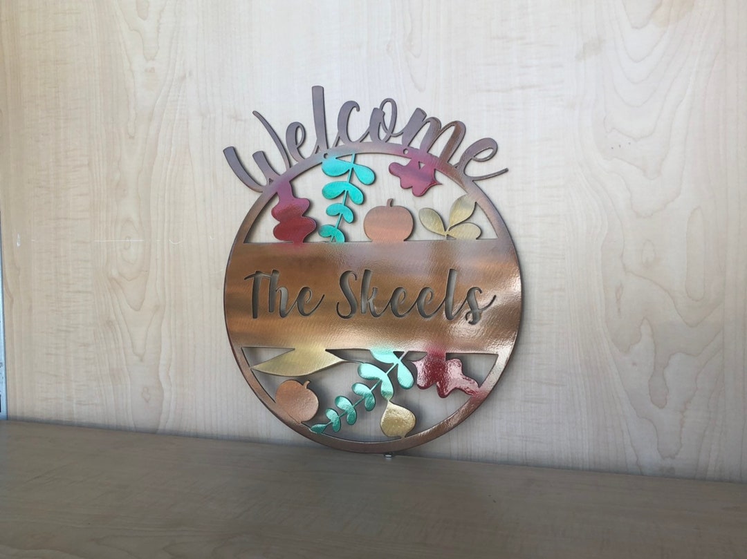 Personalized Metal Welcome Leaf Fall Fade Door Hanger/wall Art ...