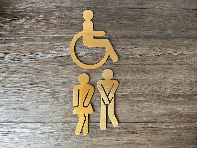 Metal Bathroom Sign Figures: Funny Restroom Decor, Set of 3 - Etsy