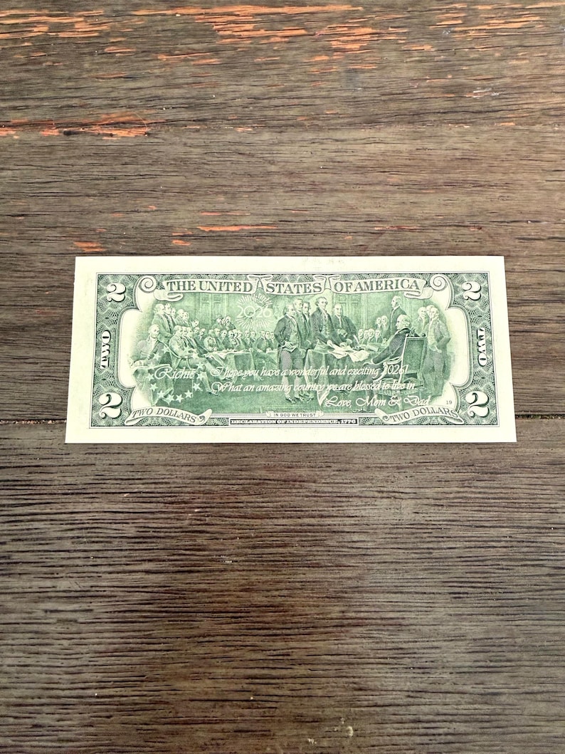 Personalized Two Dollar Bill Gift: 250th Anniversary Commemorative Bill ...