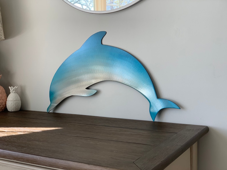 Blue Fade Dolphin Metal Wall Art: Tropical Beach Decor - Etsy