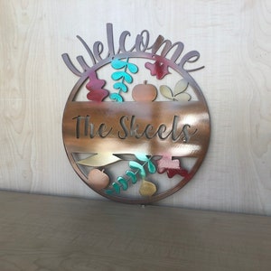 Personalized Metal Welcome Leaf Fall Fade Door Hanger/wall Art ...