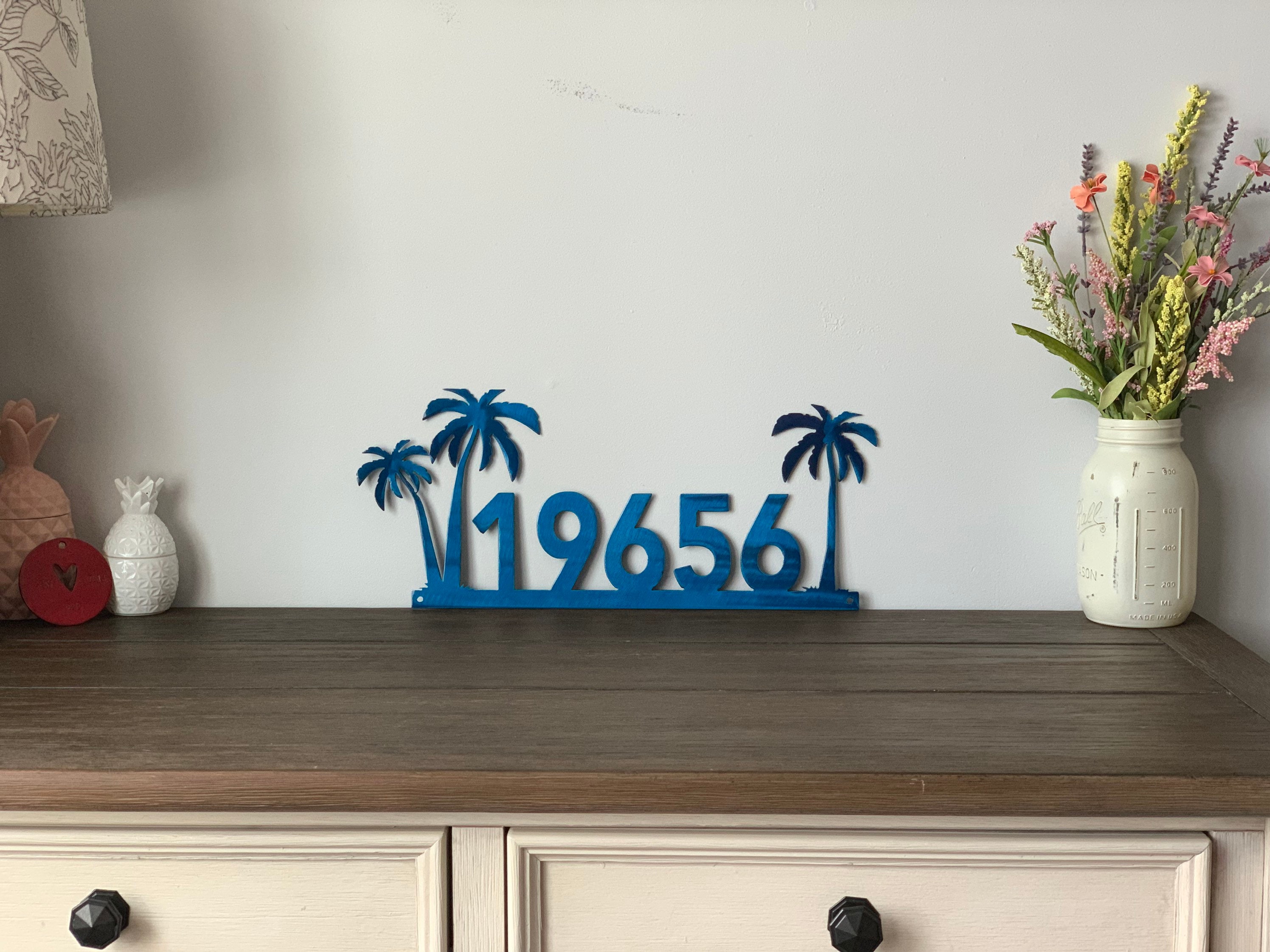 Personalized Palm Tree House Number Address Metal Sign Powder - Etsy