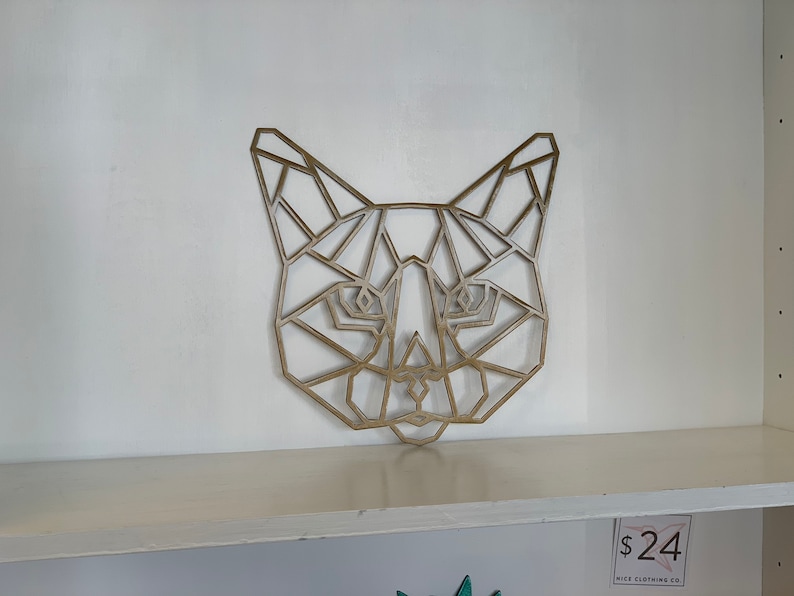 Geometric Cat Face Metal Wall Art - Etsy