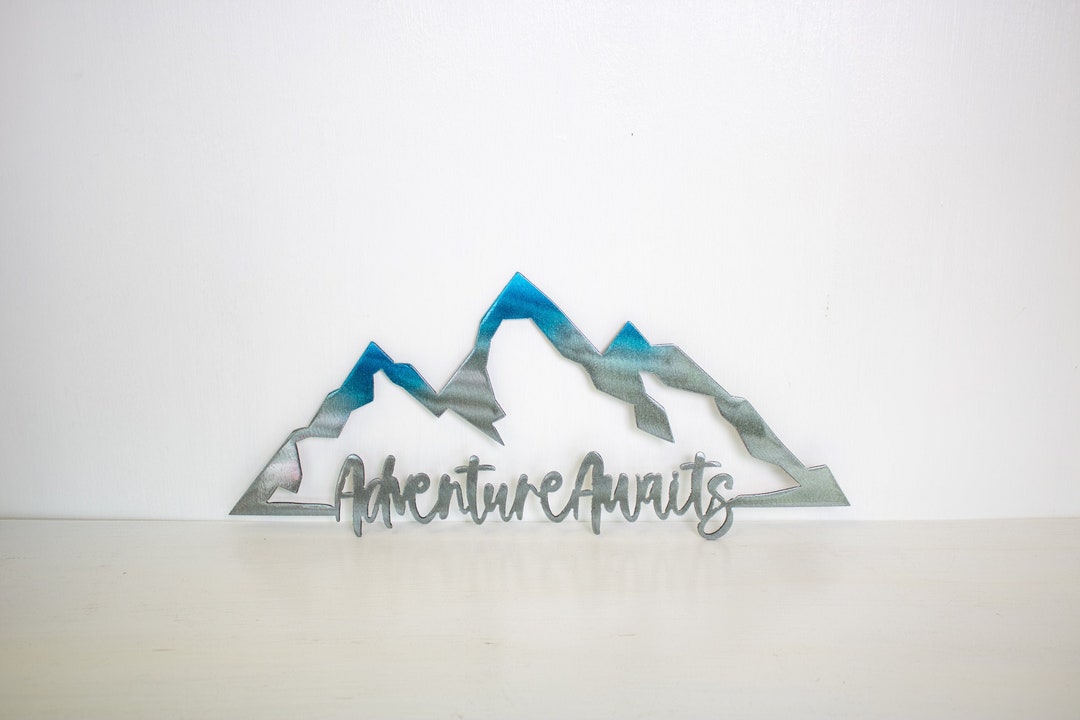 Adventure Awaits Mountain Metal Wall Art | Travel Photo Wall | Outdoor ...