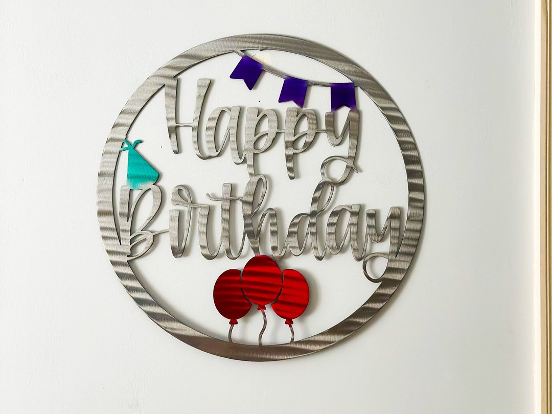 Customizable Happy Birthday Metal Sign: Party Decor, Door Hanger - Etsy