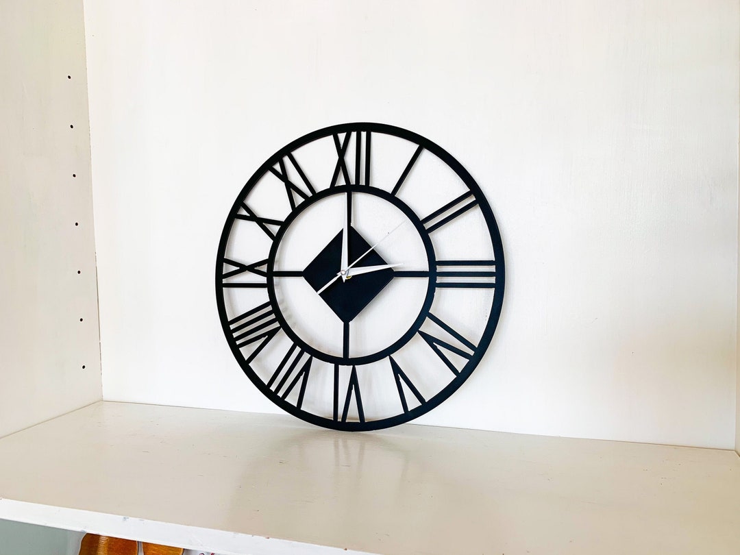 Roman Numeral Metal Clock: Powder Coated Steel, Mid-century Modern - Etsy