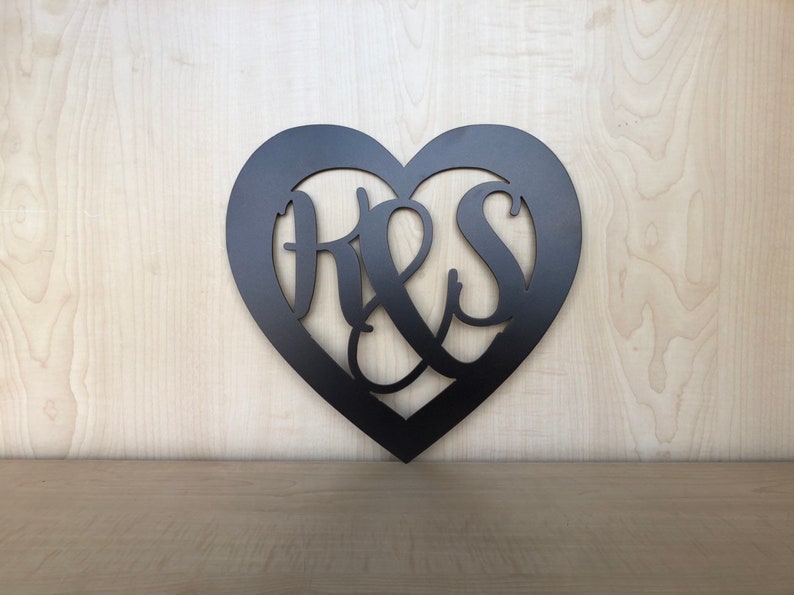 Personalized Metal Heart Wall Art | Initials Monogram, Anniversary Gift ...