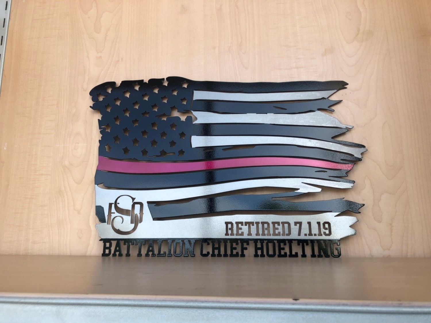 Custom Firefighter Tattered Flag Thin Red Line Metal Wall Art | Etsy