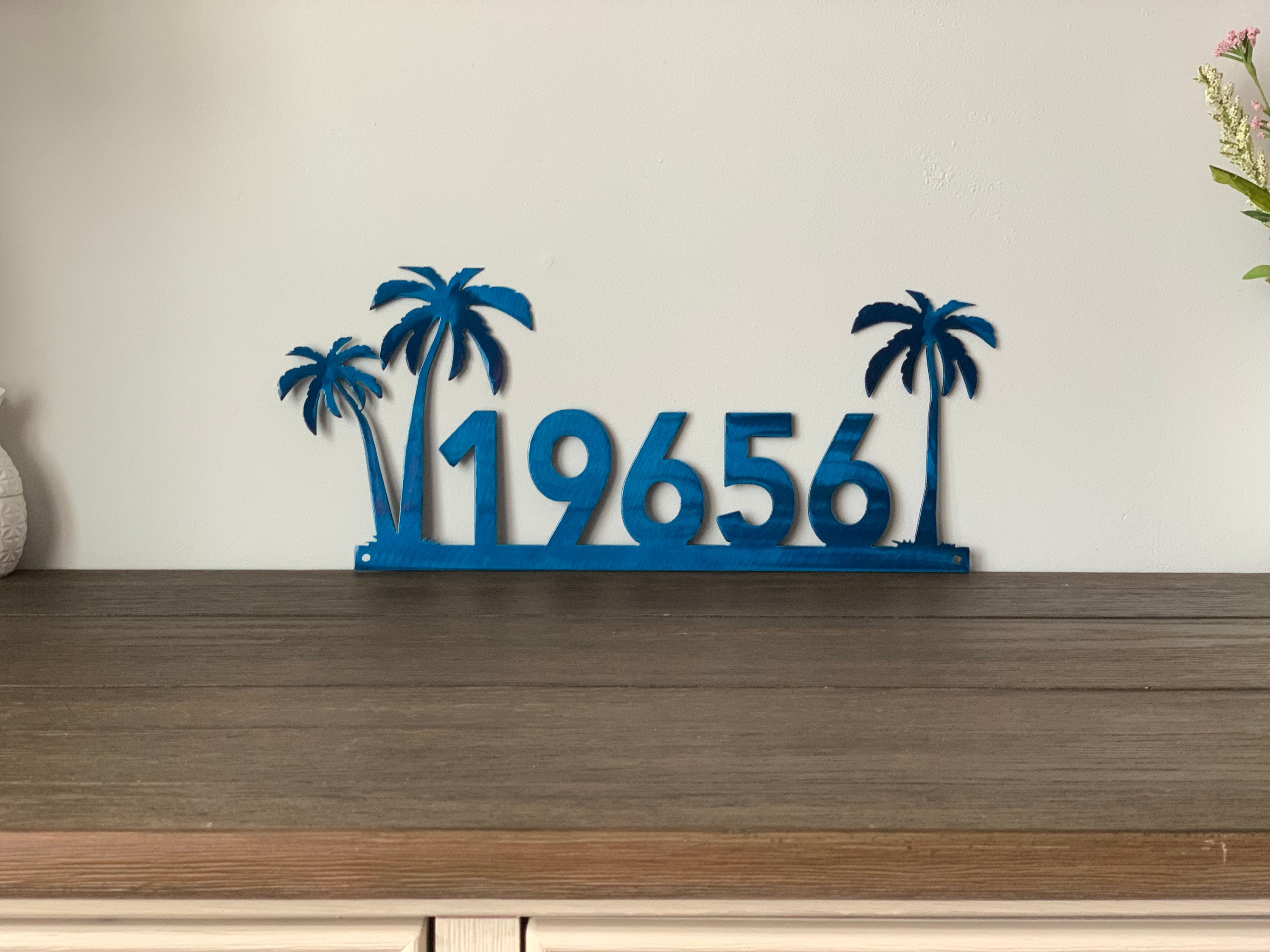 Personalized Palm Tree House Number Address Metal Sign Powder - Etsy