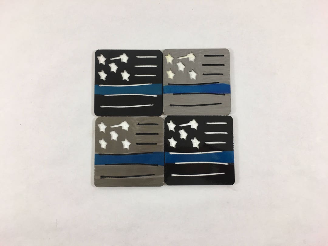 Tattered Flag Thin Blue Line Coasters | Service Gift - Etsy