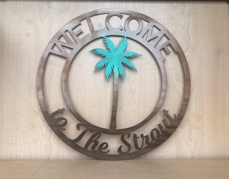 Personalized Welcome Palm Tree Sign Customizable | Etsy