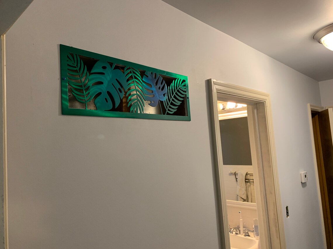 Tropical Leaf Rectangle Sign Metal Wall Art Outdoor Patio - Etsy