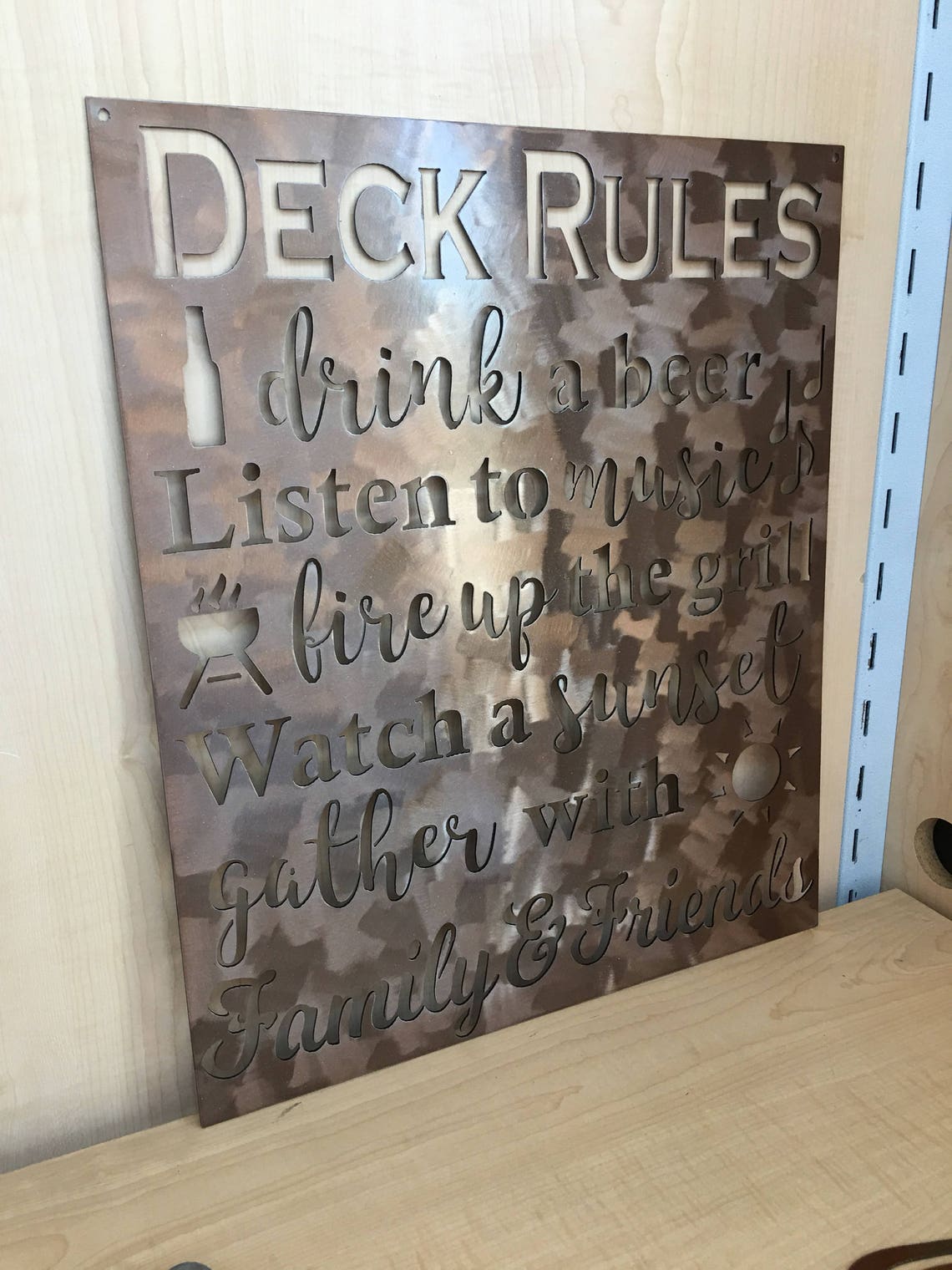 Deck Rules Metal Wall Art Outdoor Sign - Funny, Durable, Quality Home ...