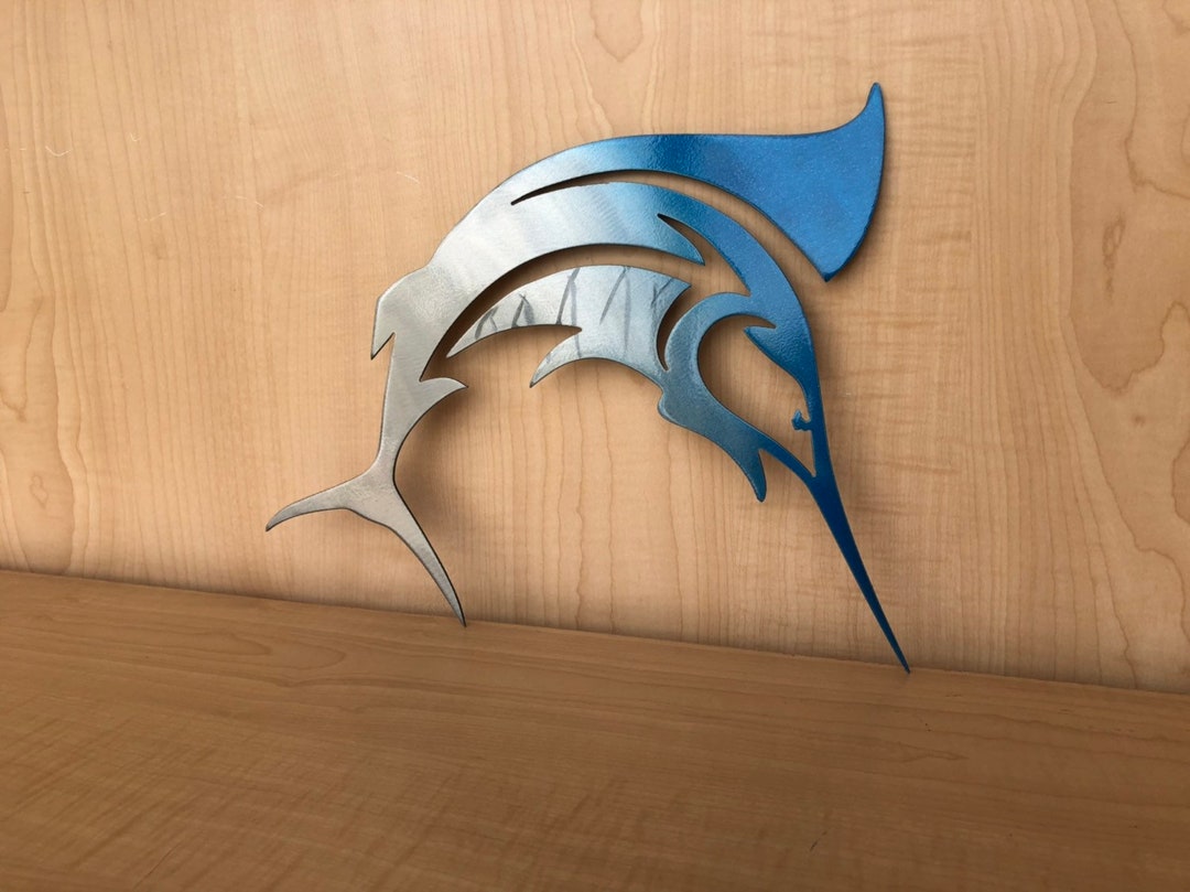 Steel Marlin Metal Wall Art Sign With Blue Fade Powder Coat - Etsy