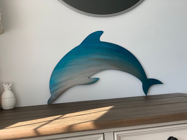 Blue Fade Dolphin Metal Wall Art: Tropical Beach Decor - Etsy