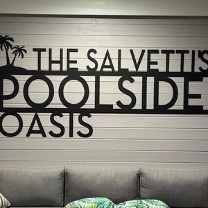Personalized Palm Tree Oasis Metal Sign: Tropical Pool Decor - Etsy