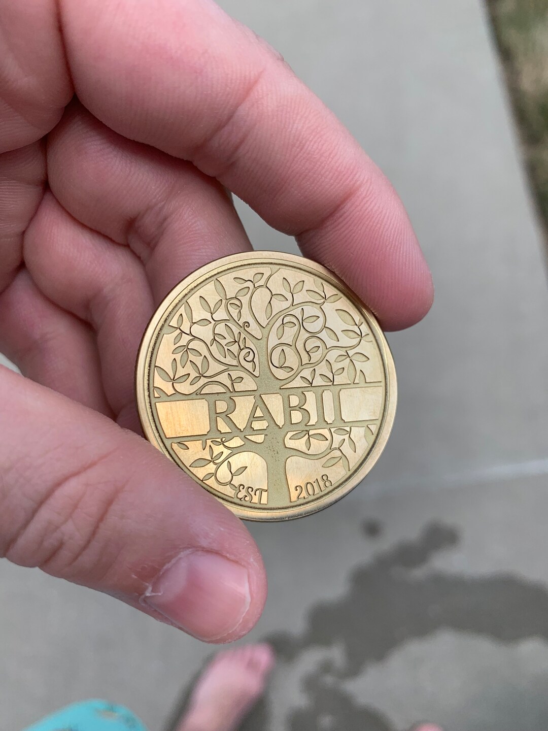 Personalized Tree of Life Engraved Brass Challenge Coin | Wedding Gift ...