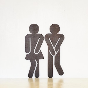 Funny Bathroom Sign Figures: Metal Restroom Decor - Set of 2 - Etsy