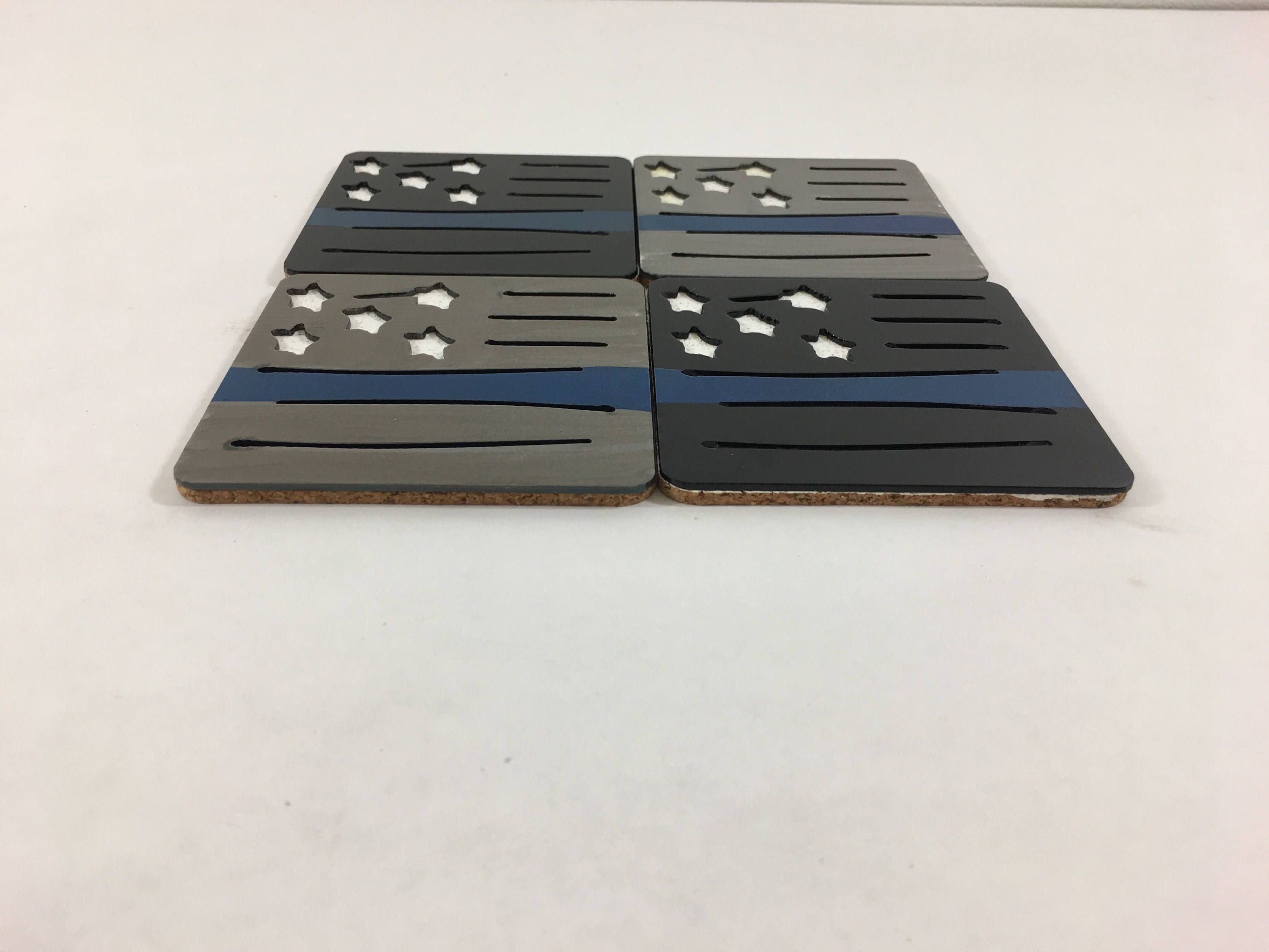 Tattered Flag Thin Blue Line Coasters - Etsy