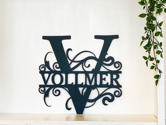 Personalized Classic Metal Monogram Initial and Last Name | Etsy