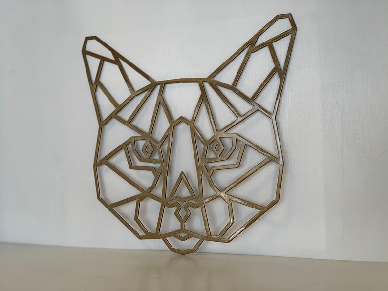 Geometric Cat Face Metal Wall Art - Etsy