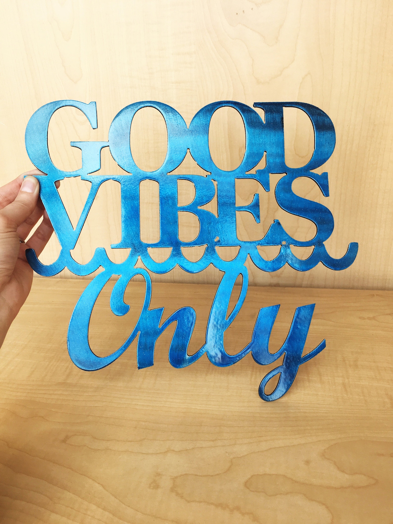 Good Vibes Only Metal Wall Art Sign With Waves and Powder Coat - Etsy