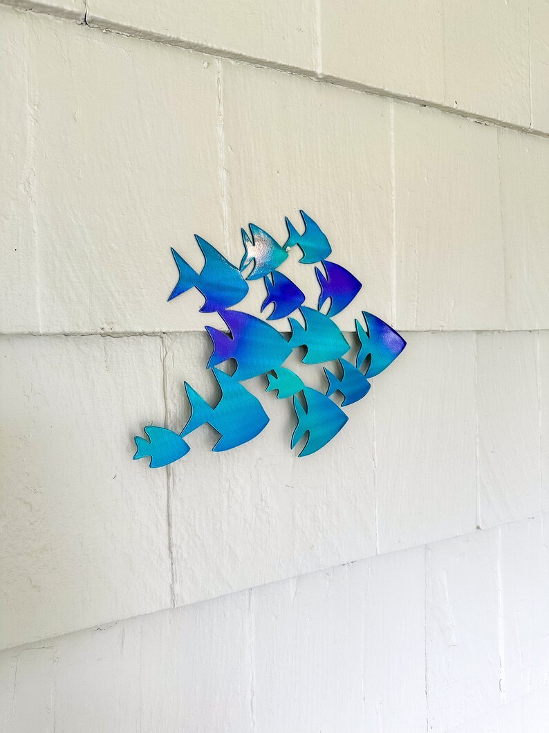 Metal School of Fish Wall Art: Sparkle Finish, Beach House Decor - Etsy