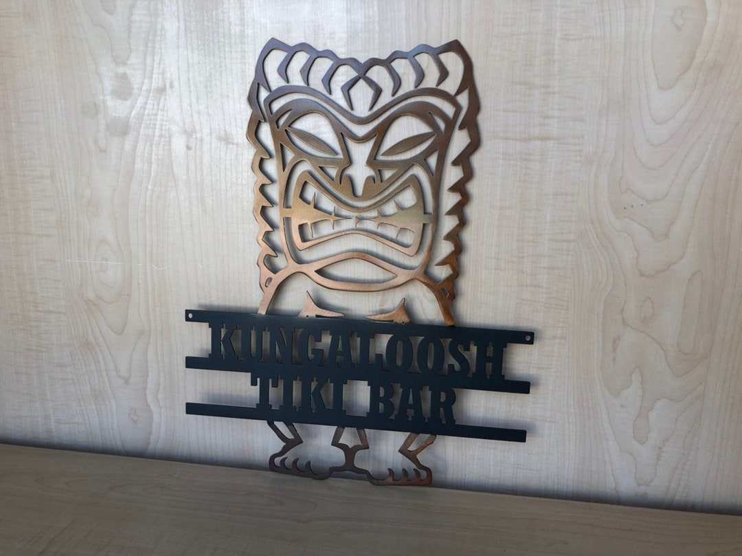 Personalized Tiki Figure Metal Wall Art Hawaiian Decor With Powder Coat ...