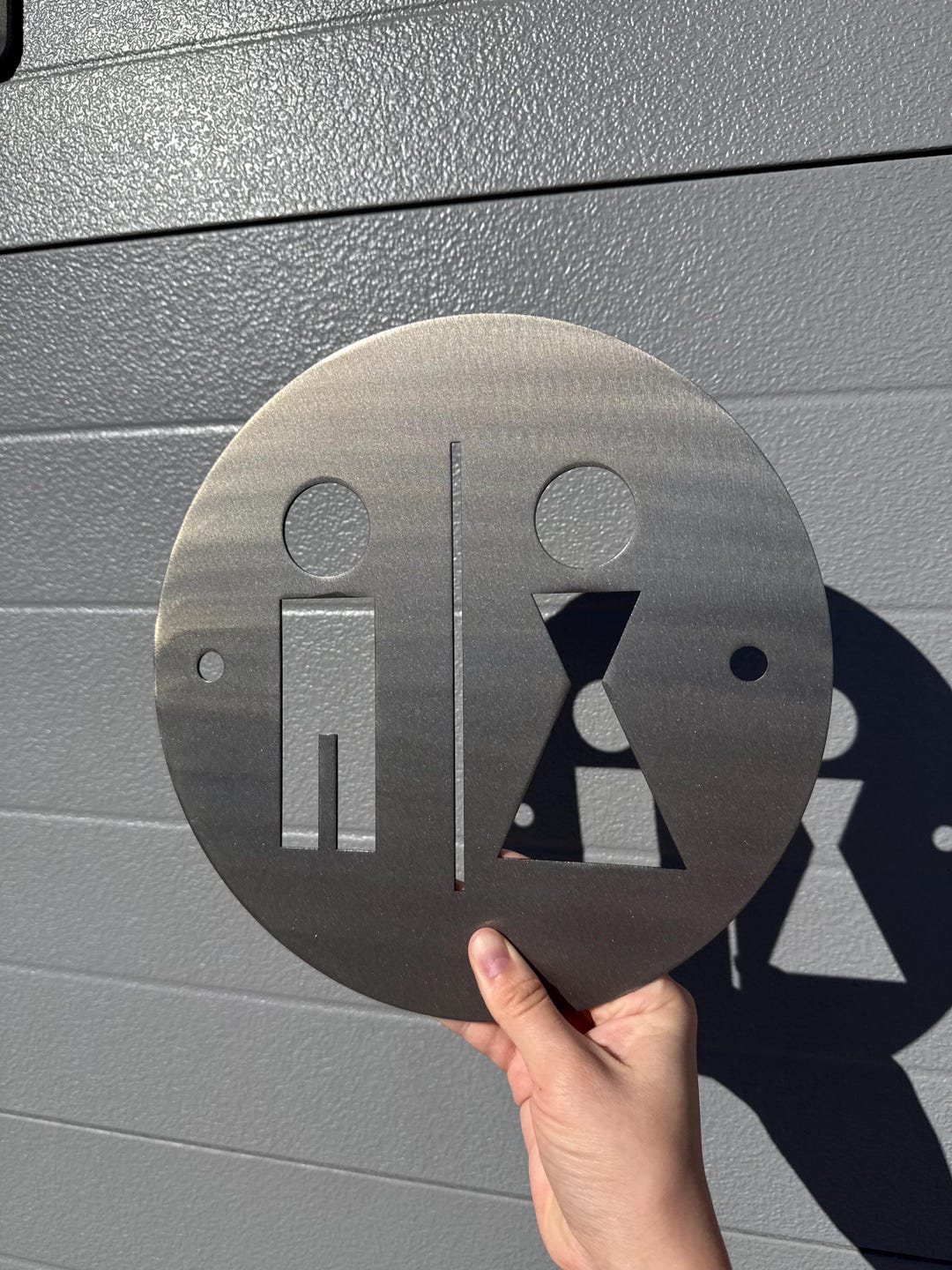 Round Metal Restroom Sign: Unisex Made in USA, Bathroom Signage - Etsy ...