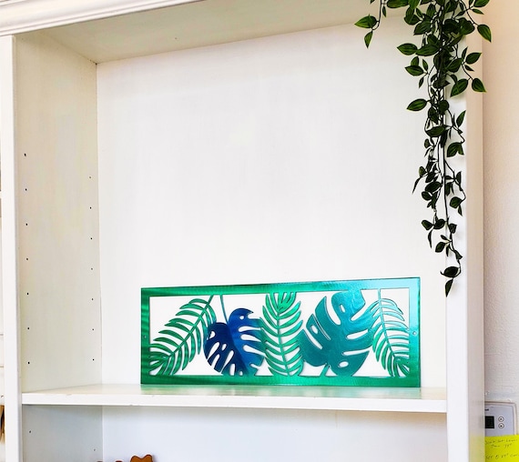 Tropical Leaf Rectangle Sign Metal Wall Art Outdoor Patio - Etsy