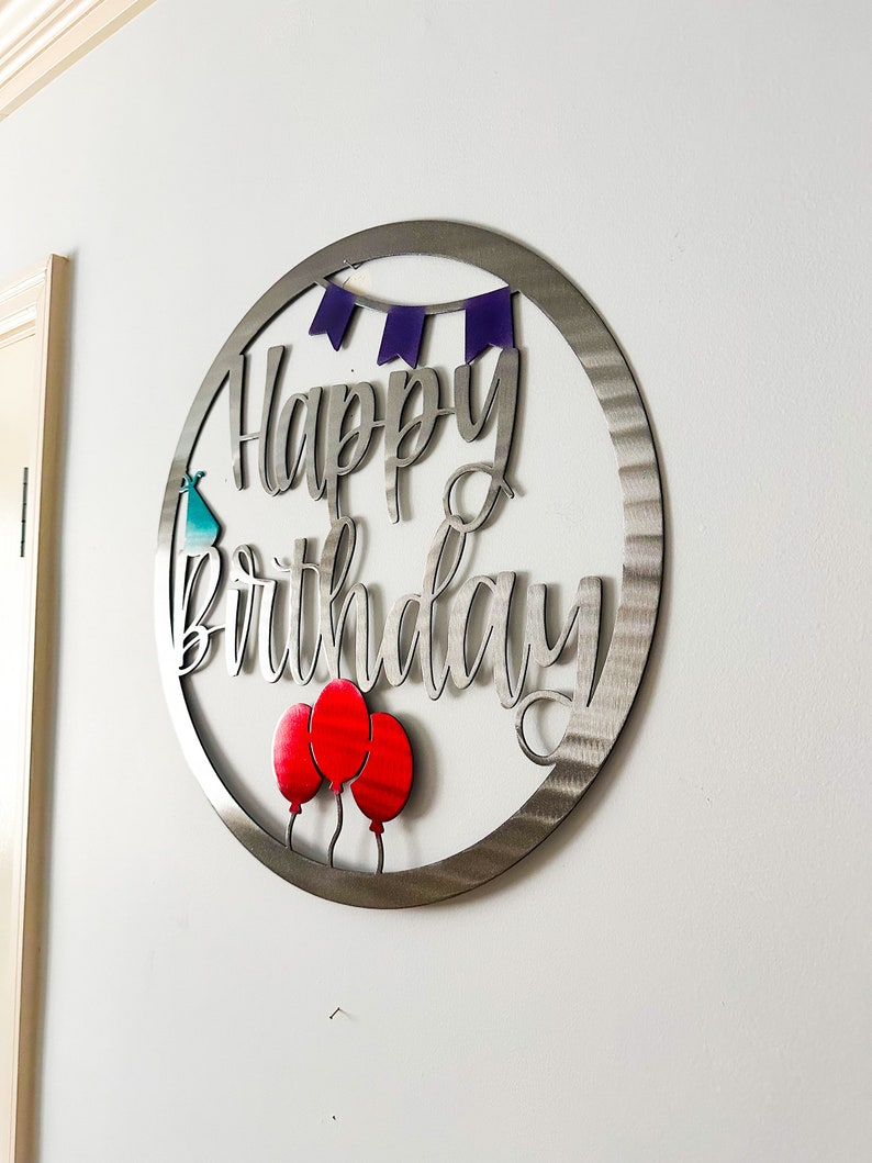 Customizable Happy Birthday Metal Sign: Party Decor, Door Hanger - Etsy
